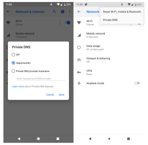 Google explica el propósito del : DNS privado de Android P