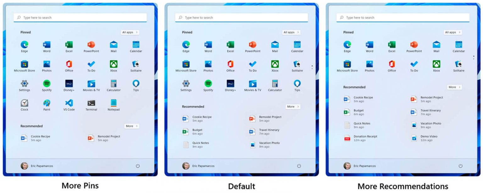 El menú inicio de Windows 11 y la barra de tareas obtienen nuevas ...